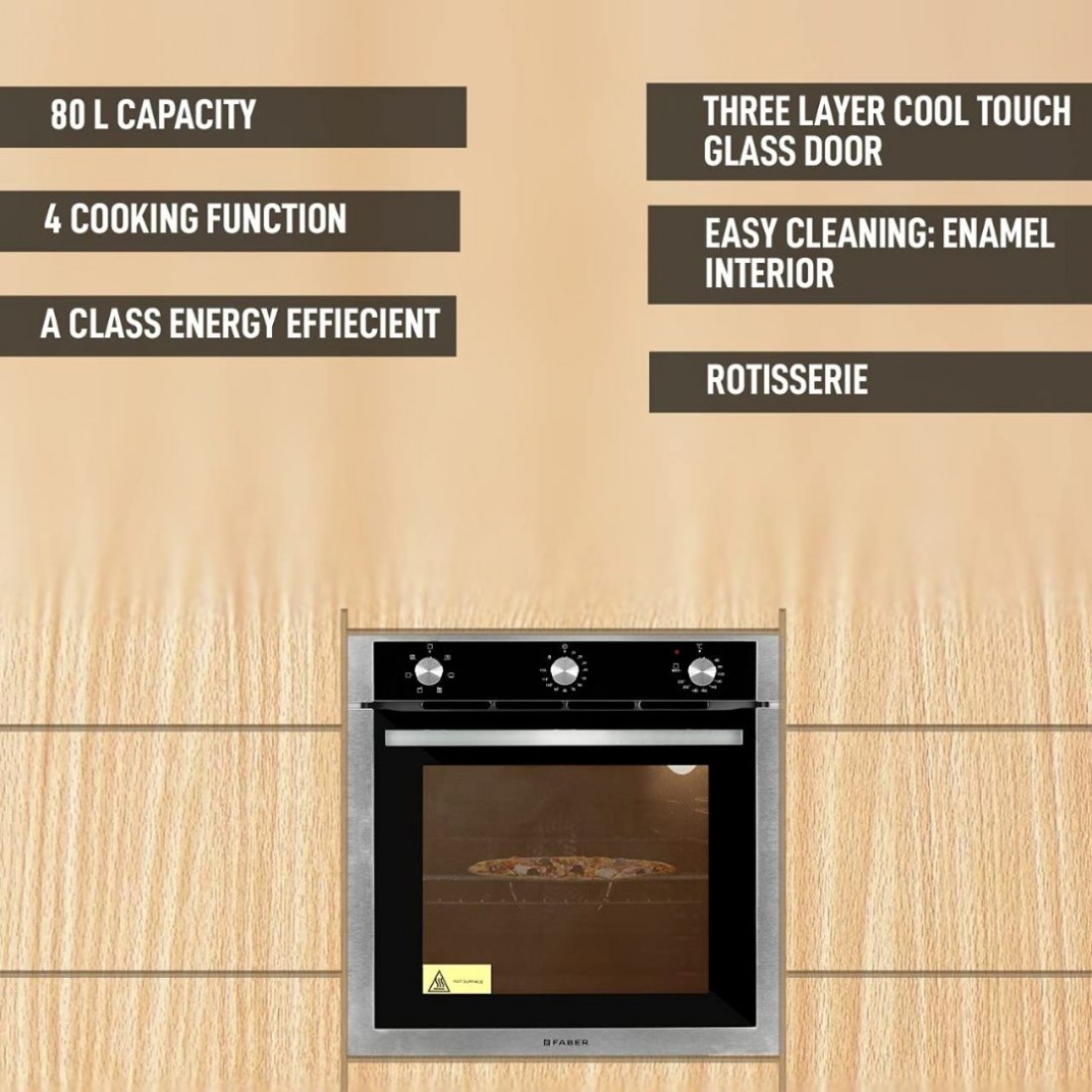 Buy Faber 80 Litres Oven 4 Cooking Functions, Fbio 6F, Black