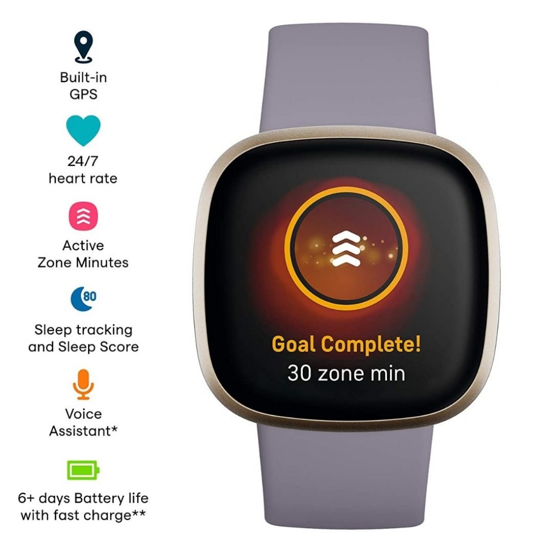 Fitbit Versa 3 Health & Fitness 4.01 cm Amoled, Alexa Built-in, 6+ Days ...