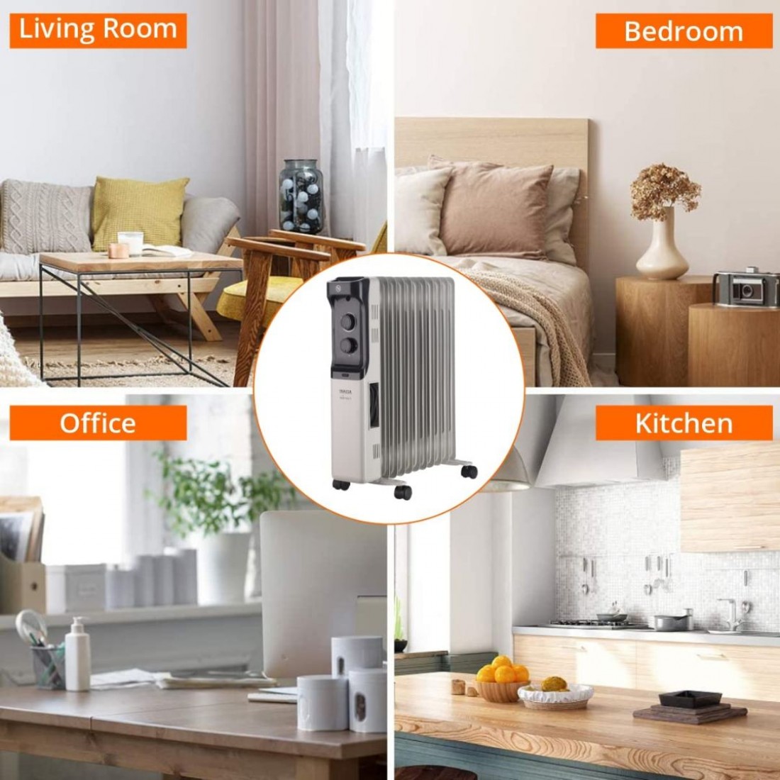 Buy Inalsa Warme 9 Room Heater Oil Radiator 2900W, 3 Heat Selection, Grey